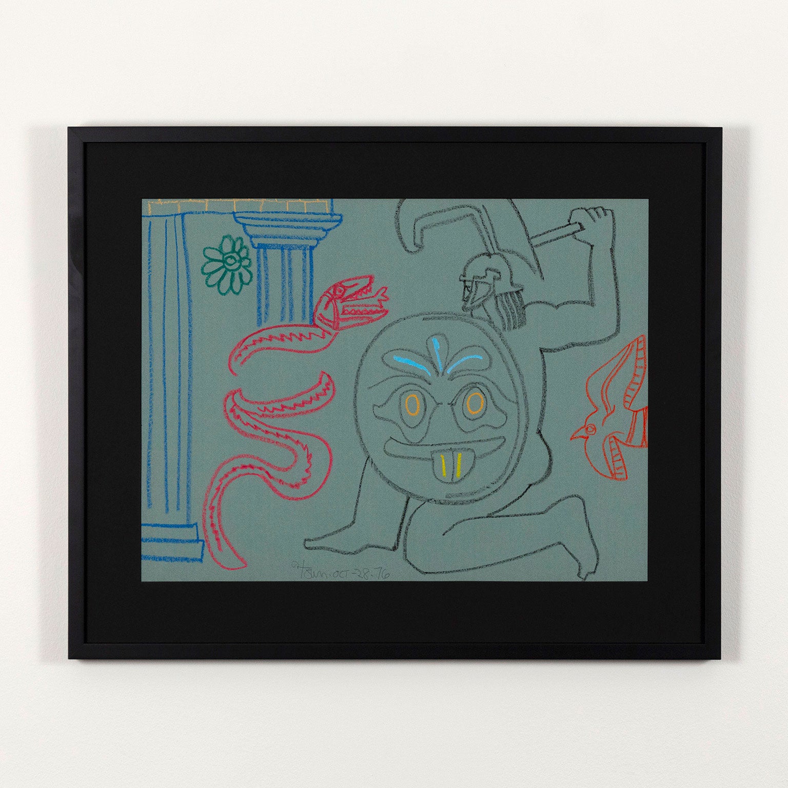 HAROLD TOWN "CADMUS SLAYING A DRAGON" MIXED MEDIA DRAWING, 1976 – Caviar20
