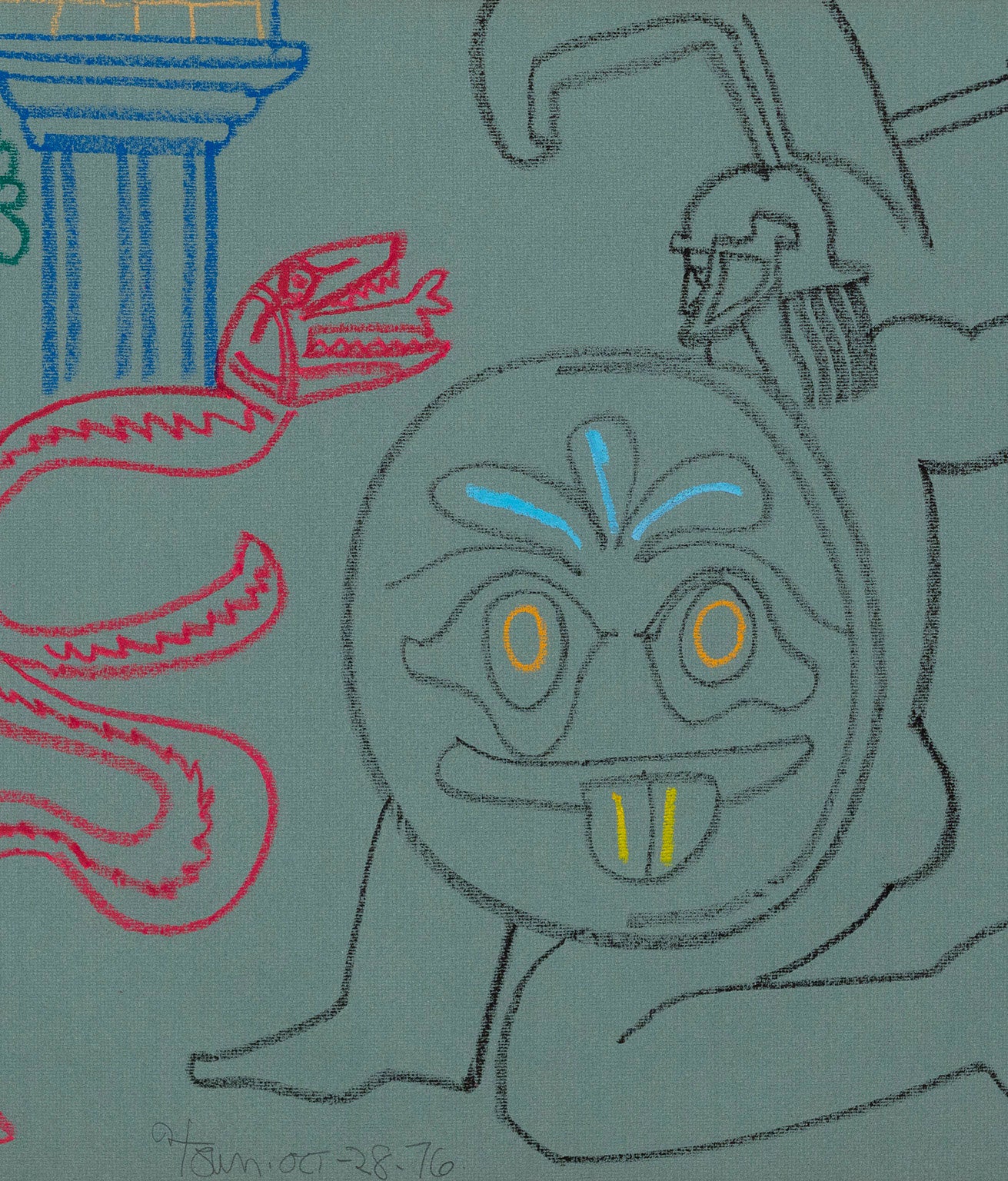 HAROLD TOWN "CADMUS SLAYING A DRAGON" MIXED MEDIA DRAWING, 1976 – Caviar20